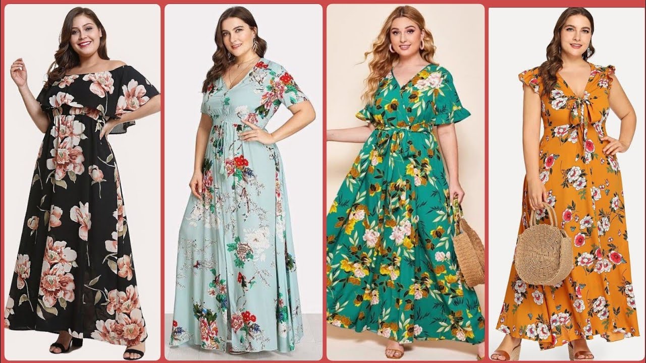 Very Attractive & Stylish Plus Size Floral Long Frocks Designs ...