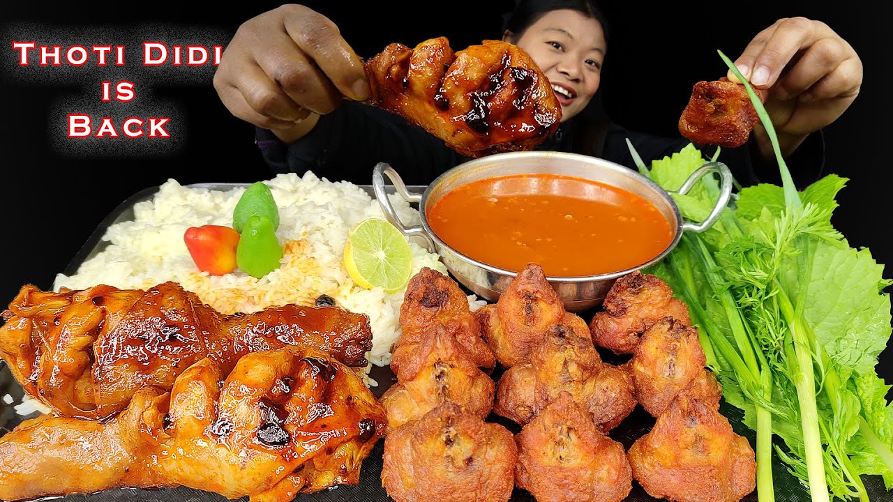 Eating Spicy Chicken Diamond & Chicken Adobo, Chicken Curry & Rice With ...