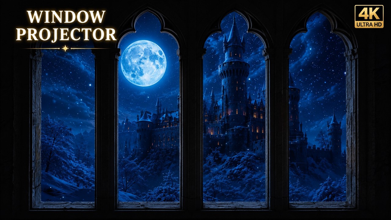 4K Harry Potter Window View – Hogwarts Night Ambience (Projector Window ...