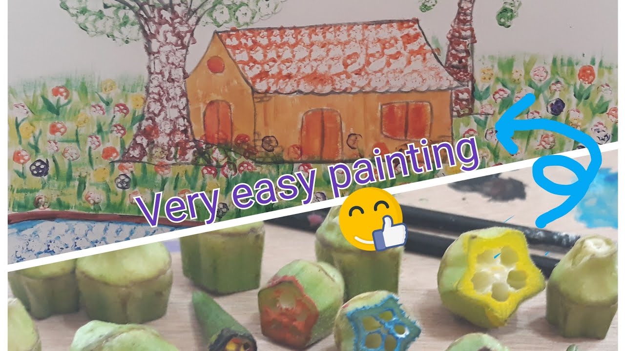 lady finger painting || kids fun activity || मुलांसाठी सोपे आणि मजा ...