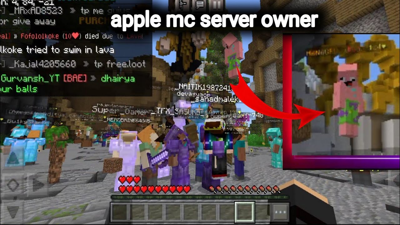 apple mc server owner 🍎Apple mc minecraft server #applemc #4 - YouTube