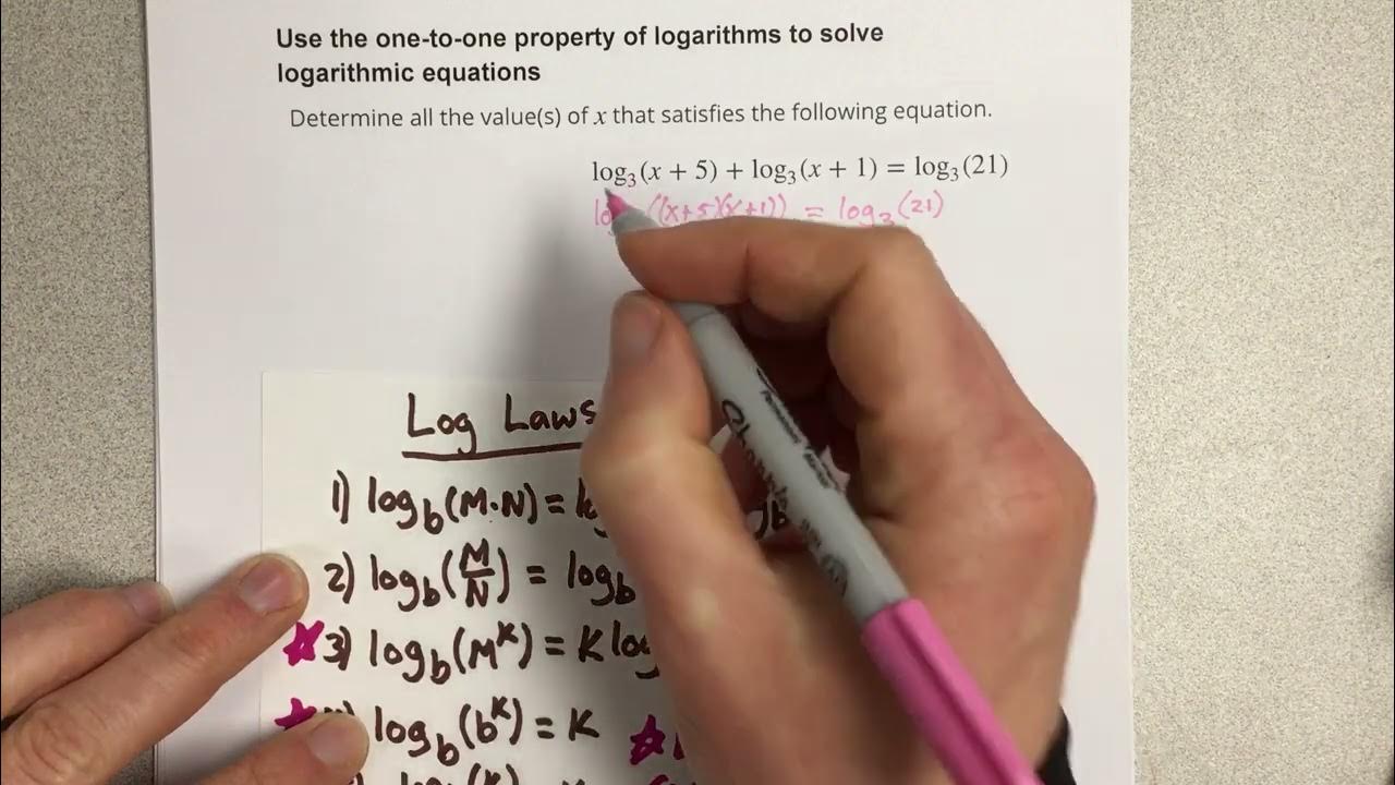 Use the one-to-one property of logarithms to solve logarithmic equations - YouTube