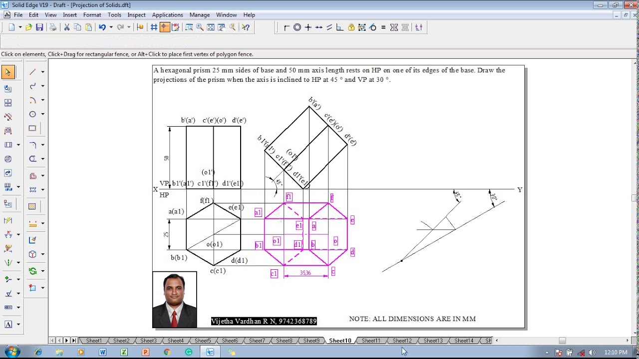 Example 10 on Projection of Solids - YouTube