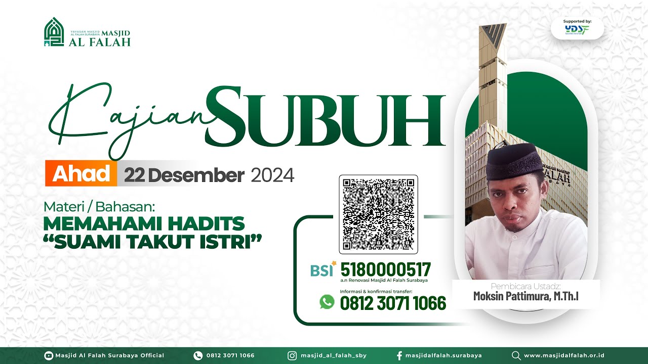 MEMAHAMI HADITS "SUAMI TAKUT ISTRI" - Kajian Subuh - Ustadz Moksin ...