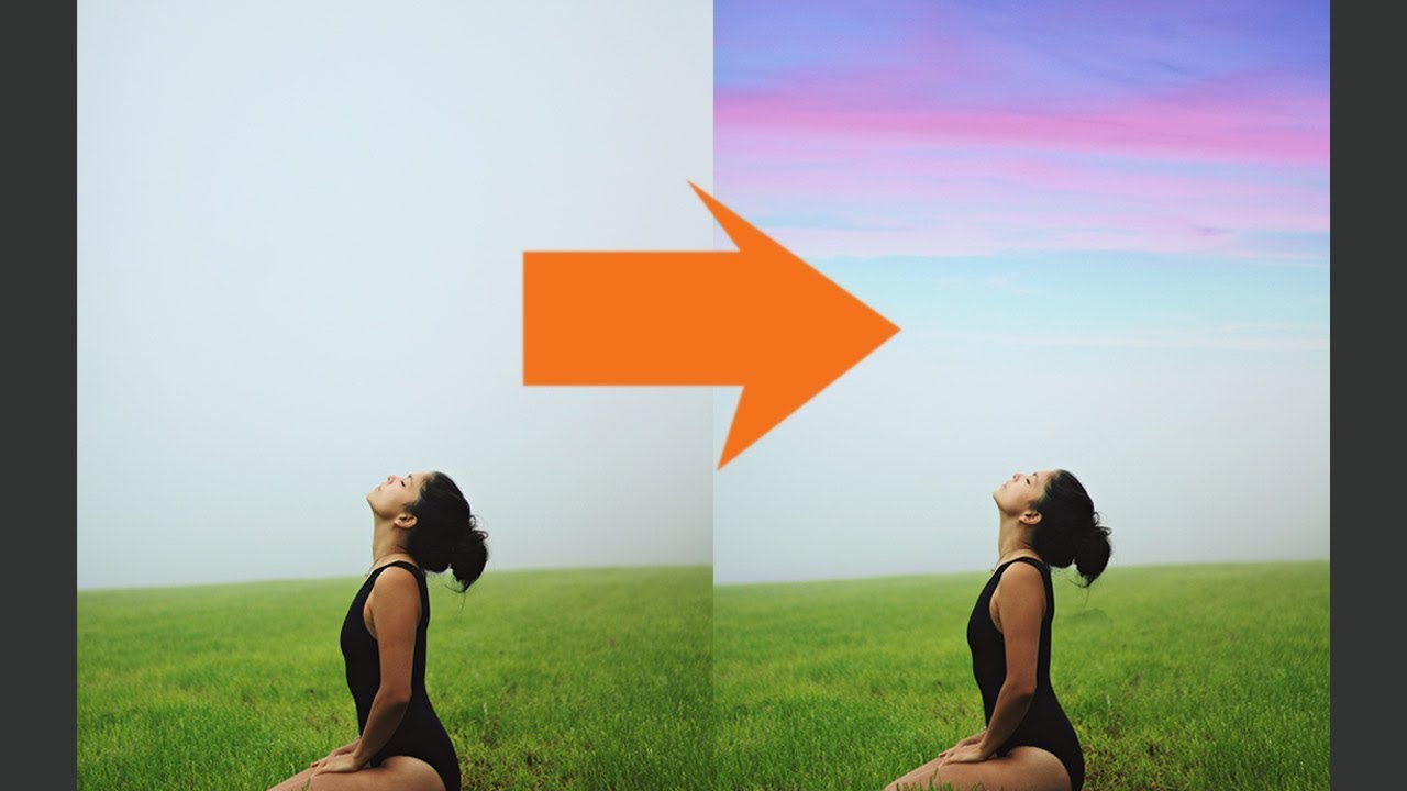 How to add colored sky in photoshop - YouTube