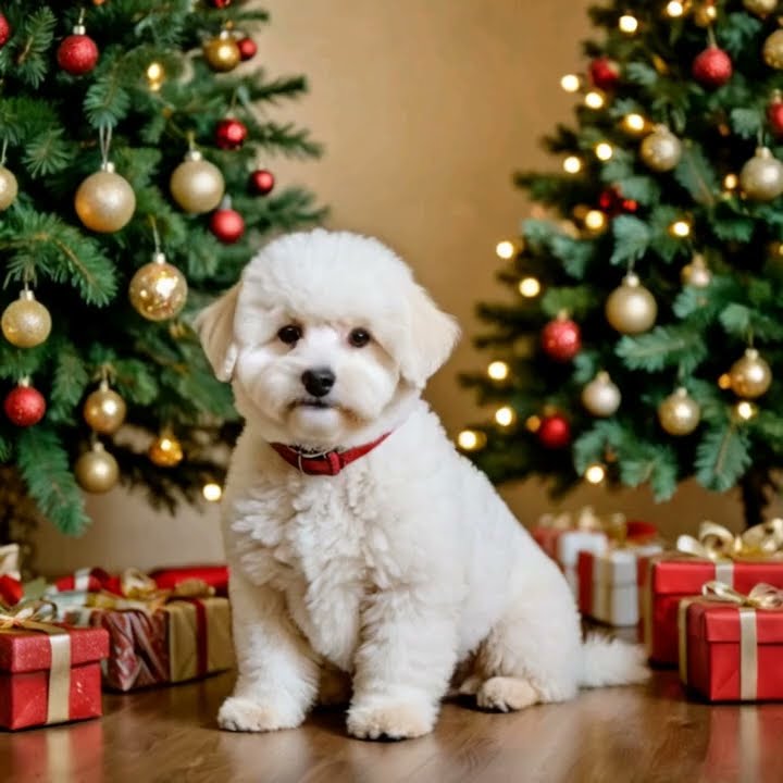 Cute Bichon Frise and Christmas Tree - YouTube
