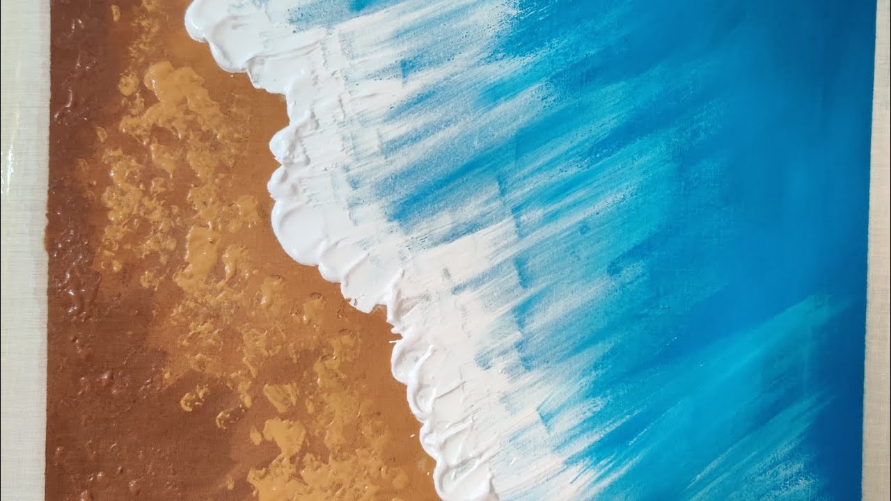 beach painting tutorial||easy acrylic painting|| - YouTube