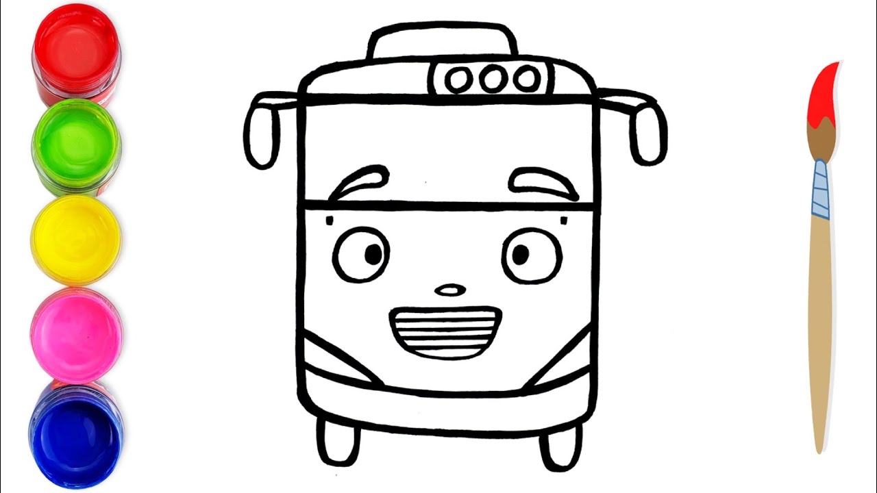 PAINTING TAYO THE LITTLE BUS CHEERING || LEARN TO DRAW AND COLORING ...
