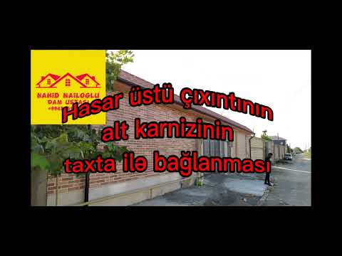 Mansard tipli bisetka damın iç görünüşü, Hasar çıxıntısının taxta ilə bağlanması