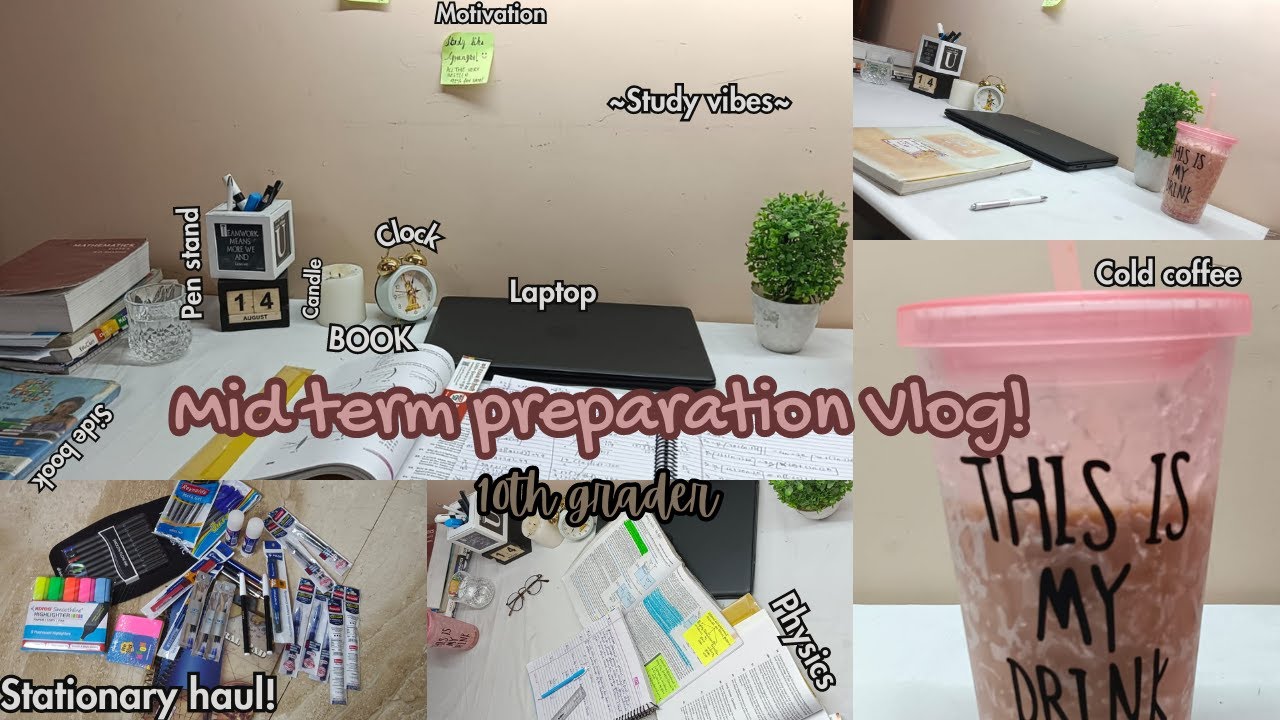 📒👧Mid term preparation Vlog🦋 | Revising, showcasing stationaries ...