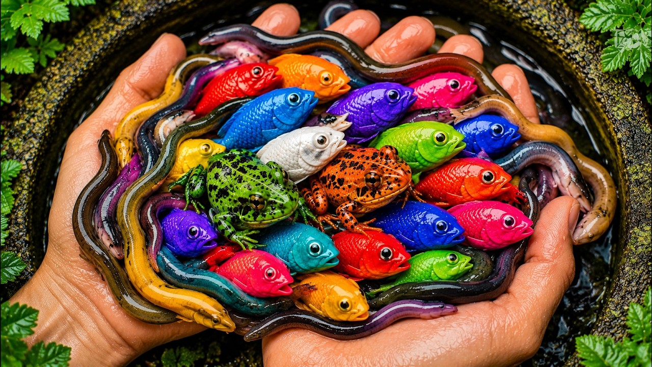 Catch Beautiful Aquarium Fish in Small Pond Baby Turtles, Pencilfish ...