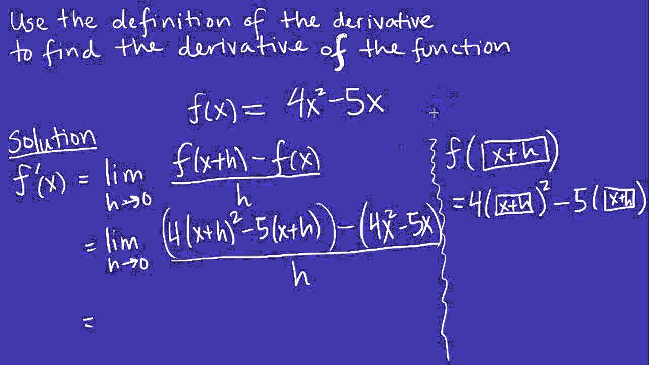 Calculus - Finding the Derivative by the Definition 1 - YouTube