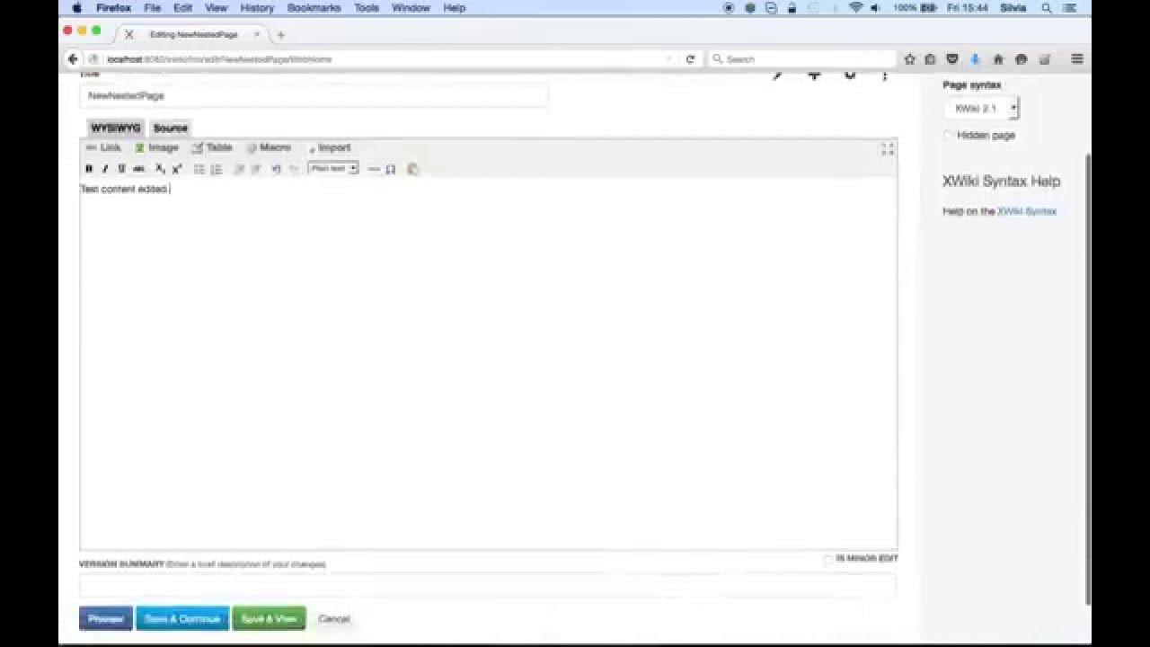 Edit a Page in XWiki - YouTube