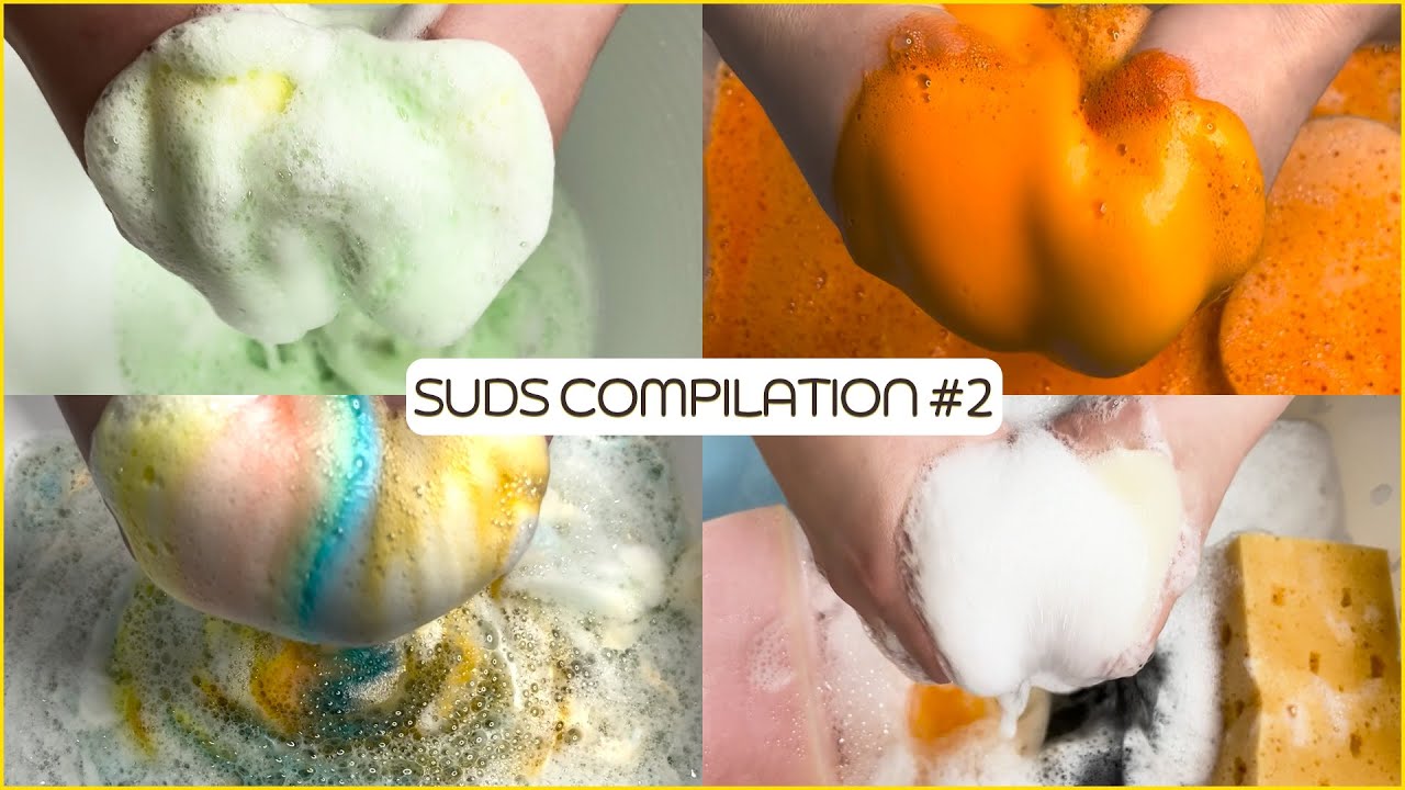 SUDS COMPILATION PT2 - SPONGE SQUEEZING ASMR - YouTube