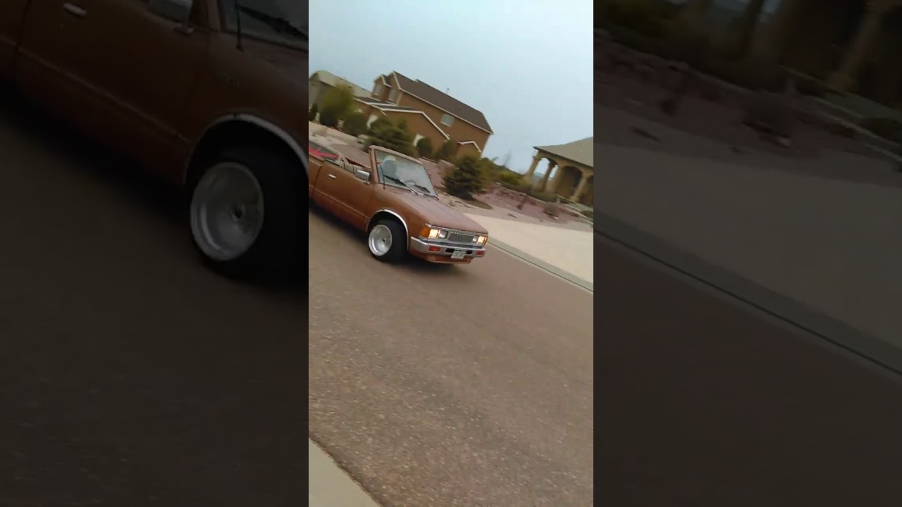 Nissan 720 convertible mini truck lowrider - YouTube