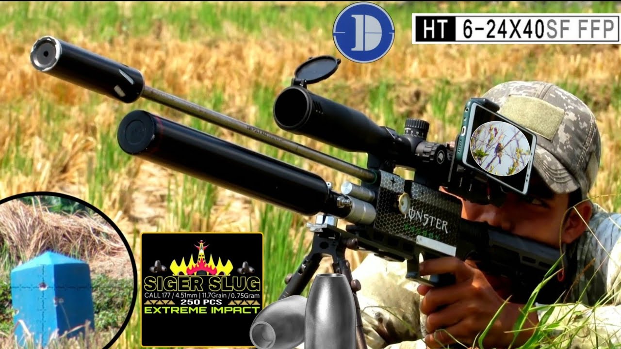 UJI COBA MIMIS SIGER SLUG 11,7gr,, DISCOVERYOPT HT 6-24x40 SF FFP - YouTube
