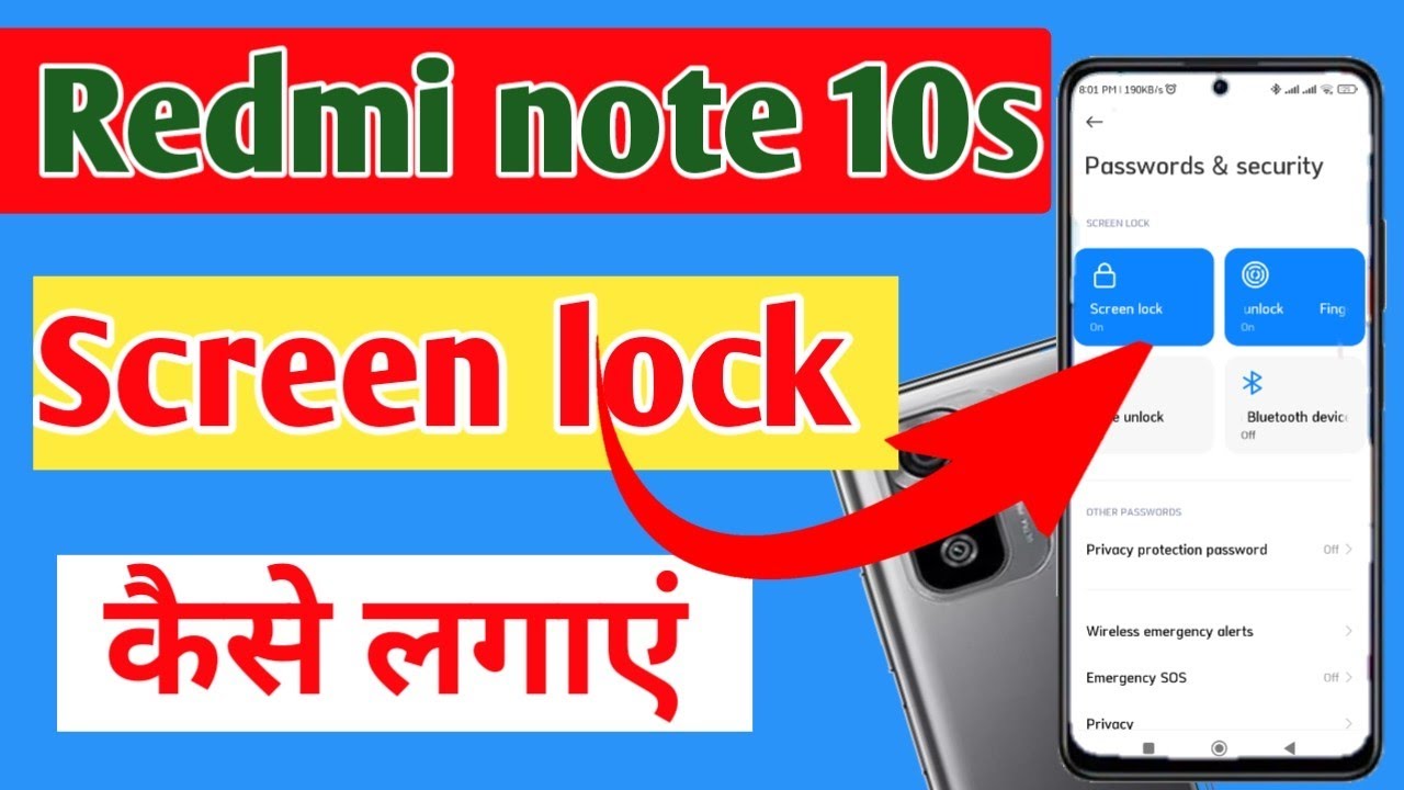 redmi note 10s mobile me screen lock kaise lagaye how to set screenlock ...
