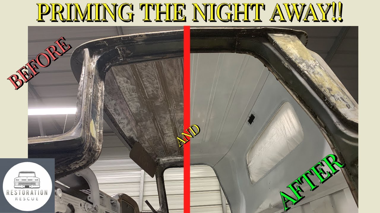 PRIMING THE NIGHT AWAY!!! 1963 CHEVY C10 RESTORATION DAY 93 - YouTube