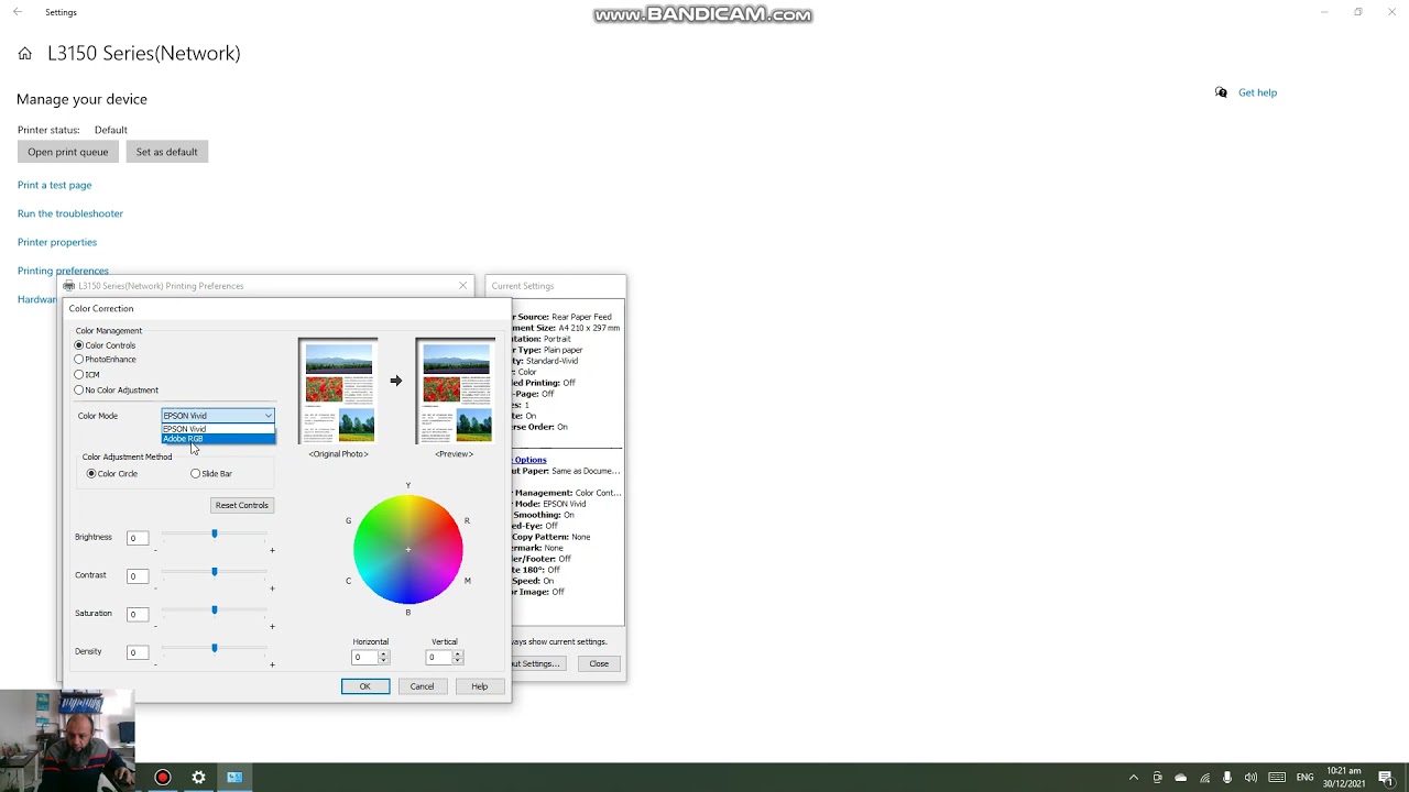 Epson printer L-3150 color settings. - YouTube