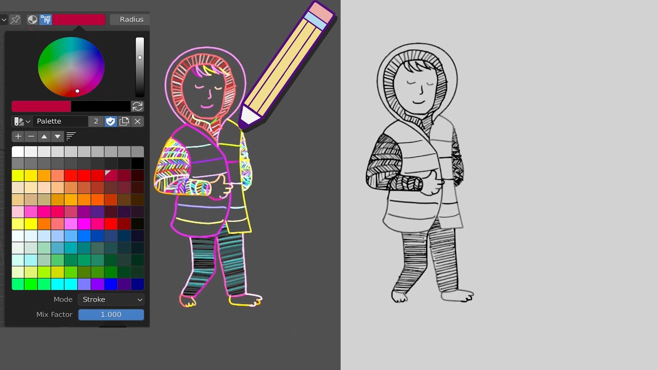 Random Color Drawing (Grease Pencil, Blender 2.90alpha) - YouTube