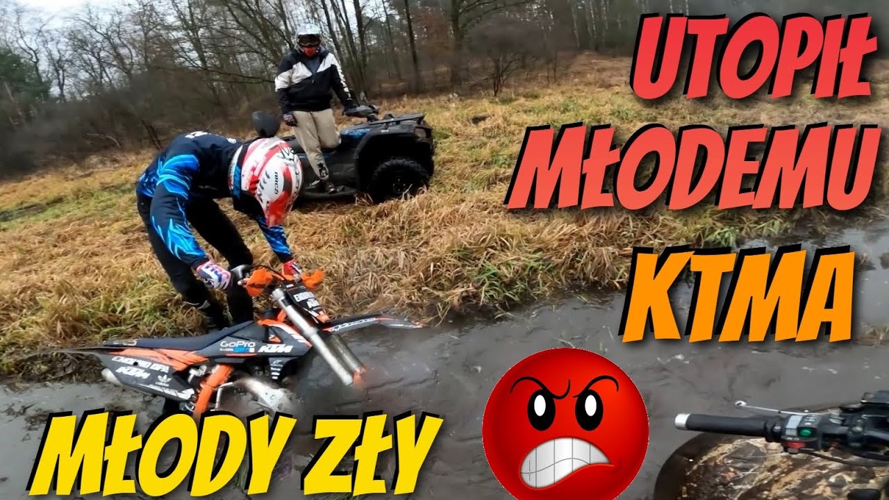 Młody pożyczył bratu KTMa a ten mu go topi jak przeprawówkę :D Młody ...