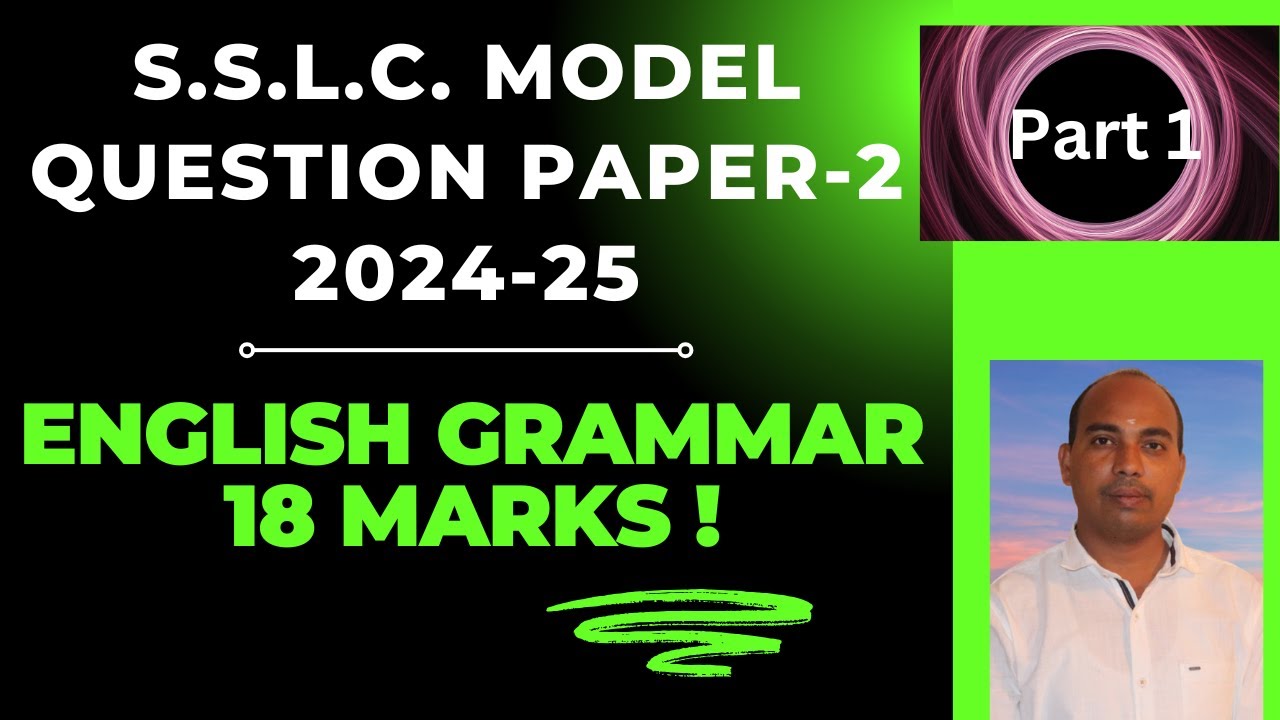 2024-2025 | SSLC Model Question Paper 2 | Key Answers 1 | Grammar 18 ...