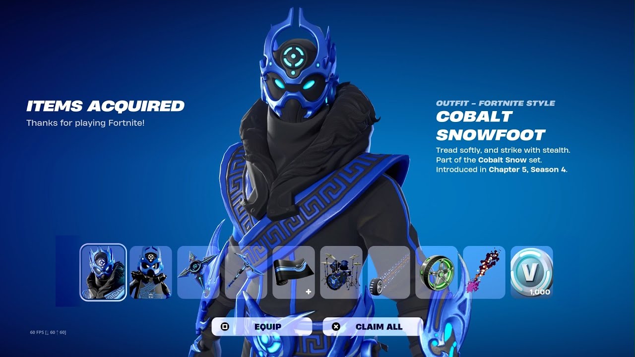 COBALT SNOWFOOT PS5 EXCLUSIVE SKIN IN FORTNITE SHOWCASE ALL COSMETICS ...