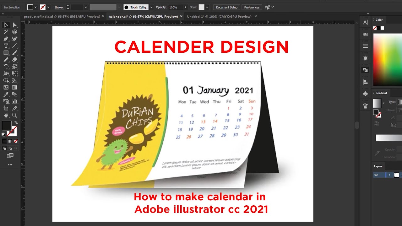Design a Professional Calendar usage of Adobe illustrator and Calendar ...