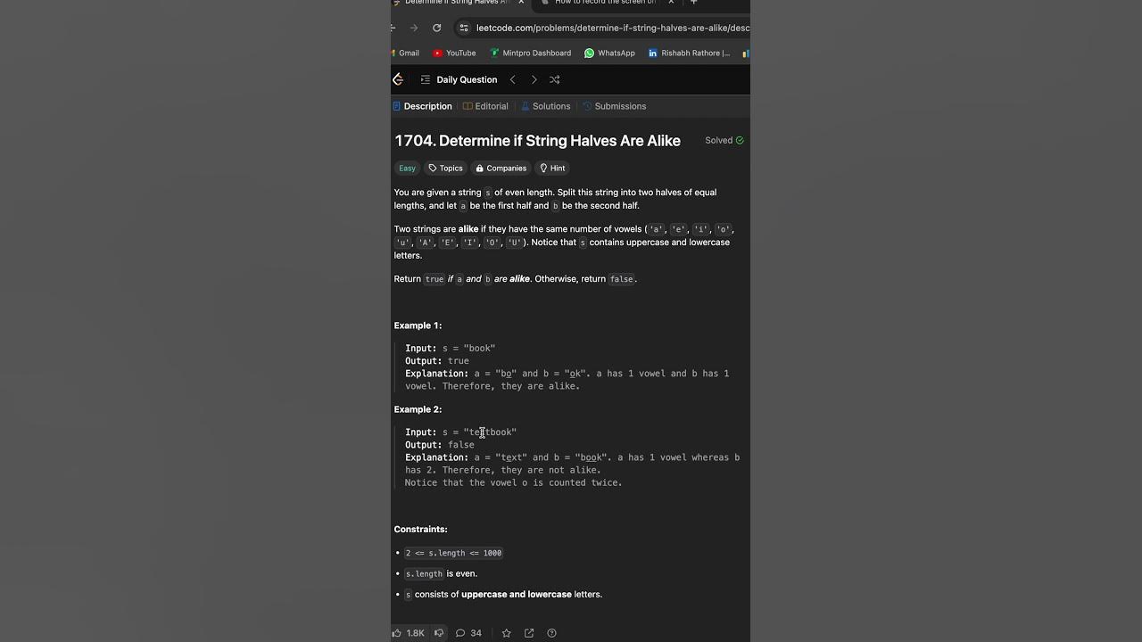Leetcode Day 100dayschallenge 100dayofcode Youtube