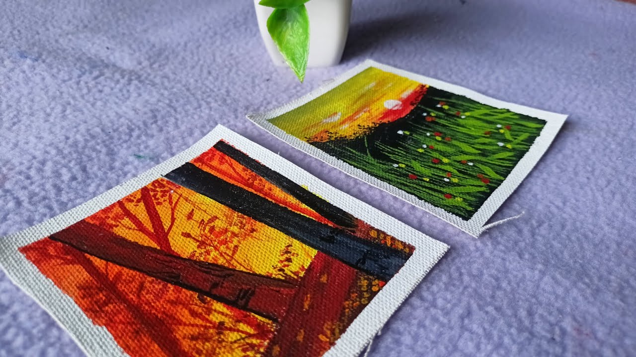 Two mini Landscape 🎨/ Mini landscape Painting/ Landscape Painting ...