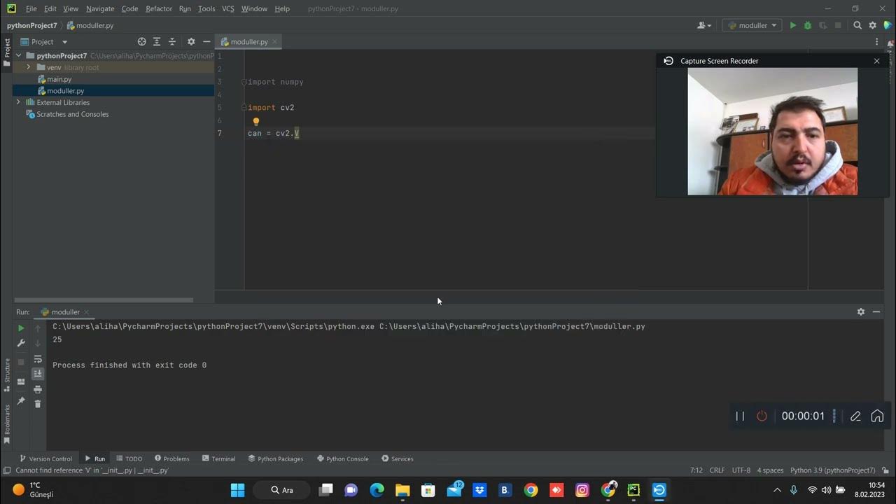 python cv2. hataları opencv-python yükledim ama kütüphaneleri gözükmüyor pyhcram cv2 ...