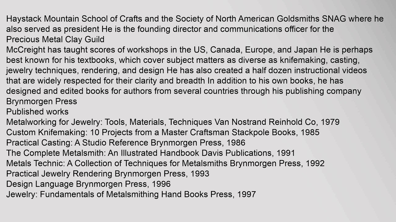 Tim McCreight - YouTube