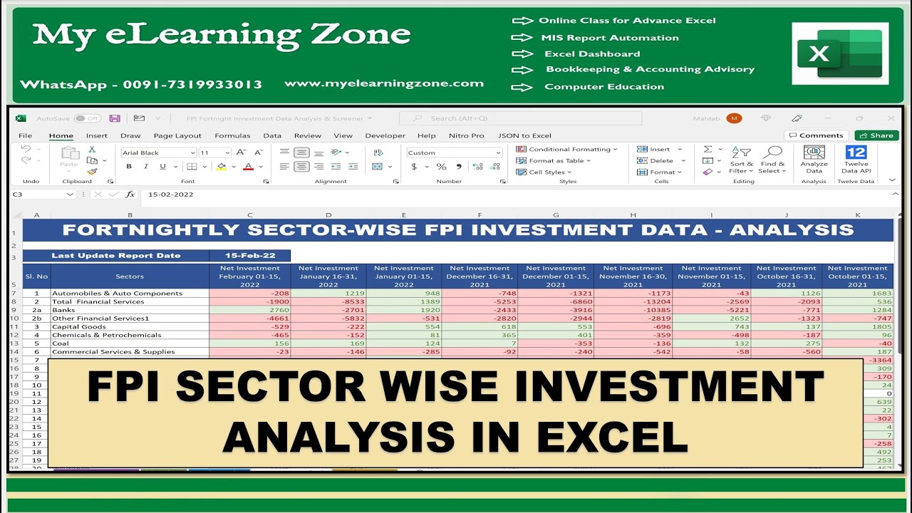 FPI Investment Data Analysis in Excel - YouTube