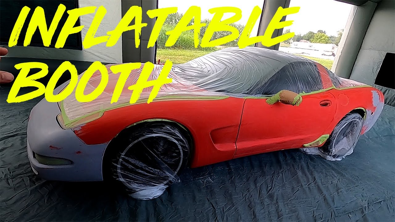 Painting the trashed 97 C5 Corvette in HUGE inflatable paint booth ...