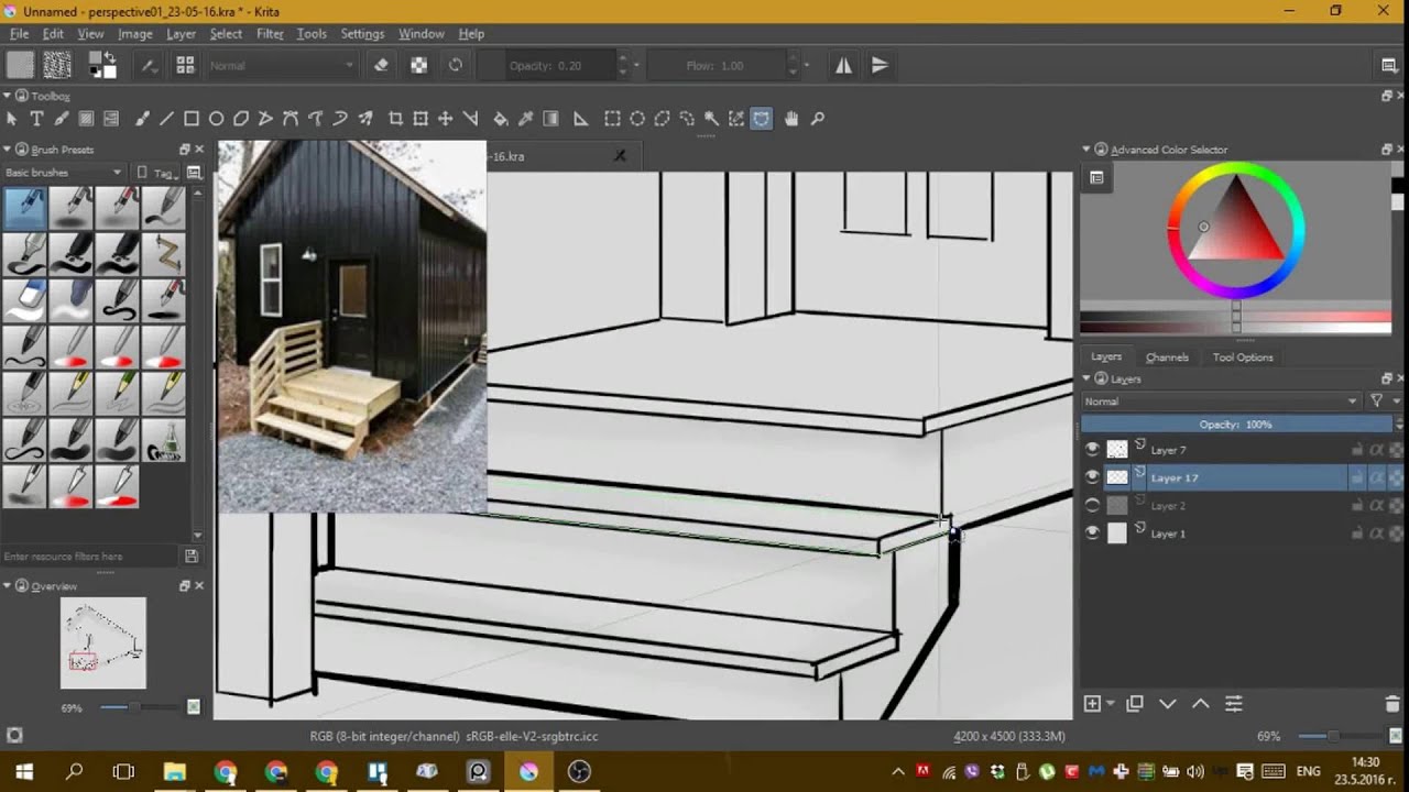 Basic Brush set for Krita - perspective drawing demo - YouTube