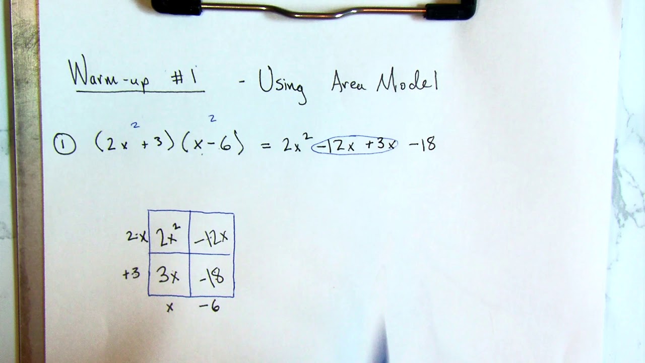 Literal Equations - Day 1 - Warm-up Solutions Area Model - YouTube