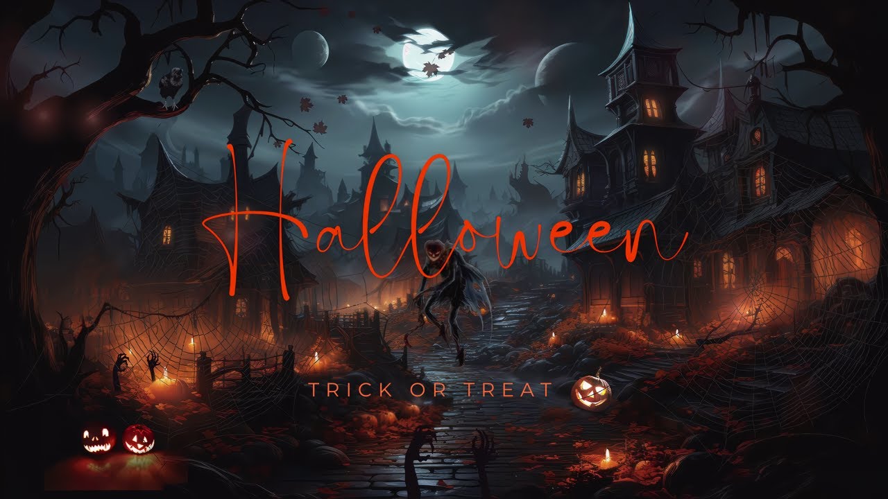 Spooky Night Castle Town With Halloween Atmosphere, Relaxing Autumn ...