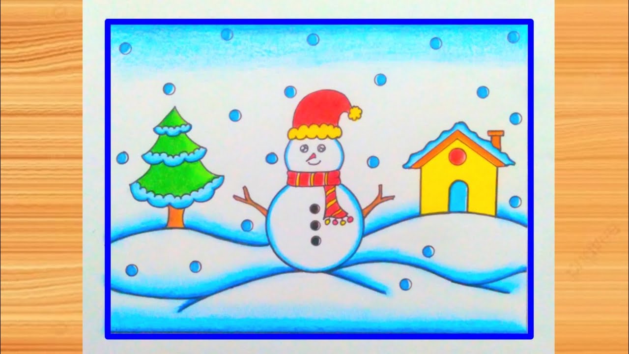 How to Draw Winter Season Scenery | Easy Winter Drawing Step by Step ...