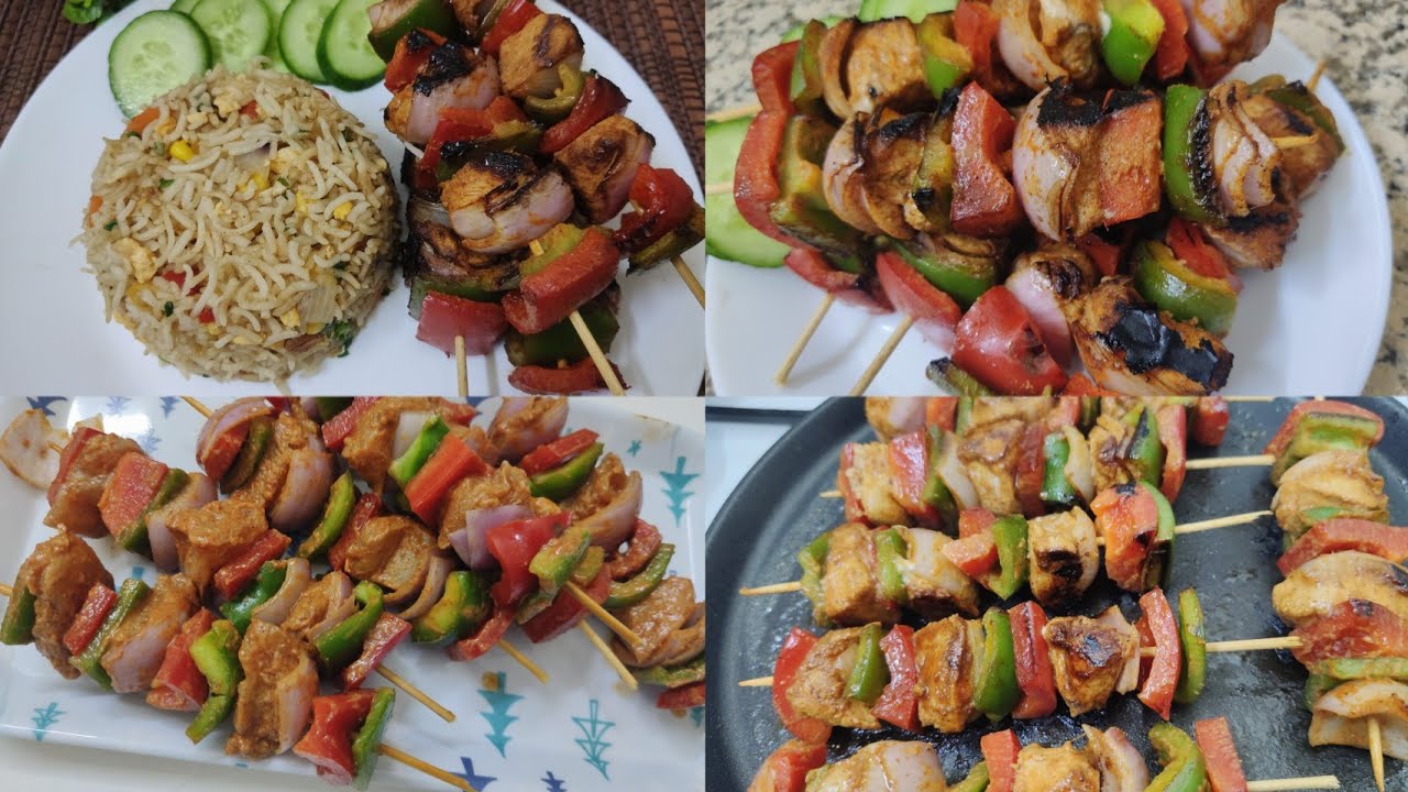 Easy Chicken Shashlik & Very Simple & Quick Fried Rice Recipe | Chicken ...