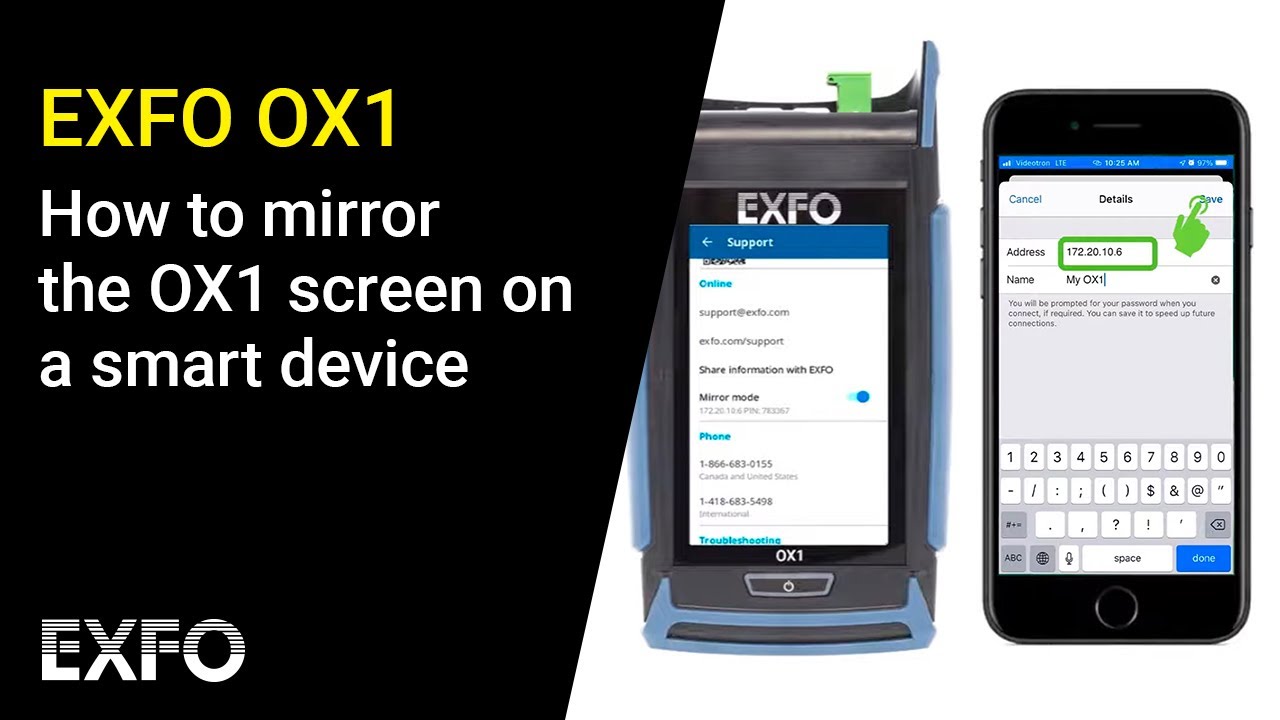EXFO OX1: How to mirror the OX1 screen on a smart device - YouTube