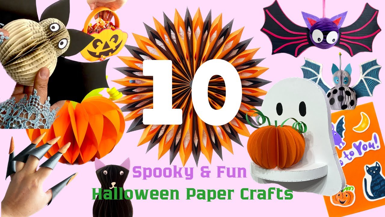 10 Easy & Cute Halloween Crafts Made from Paper - YouTube