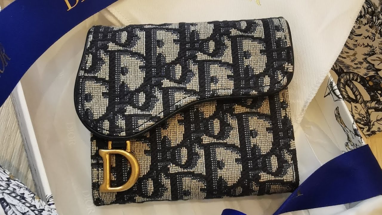 Unboxing christian dior saddle lotus wallet SADDLE LOTUS WALLET Blue ...
