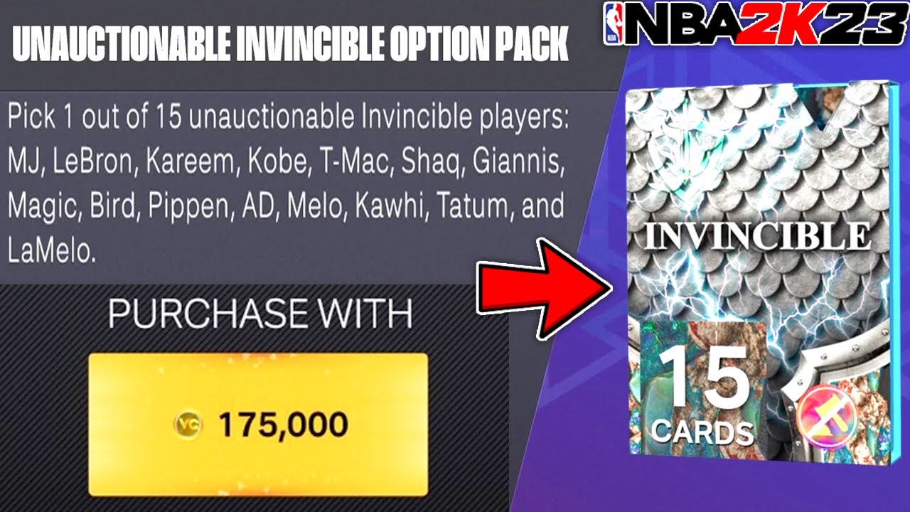 NEW INVINCIBLE OPTION PACK AVAILABLE TO PURCHASE IN NBA 2K23 MyTEAM ...