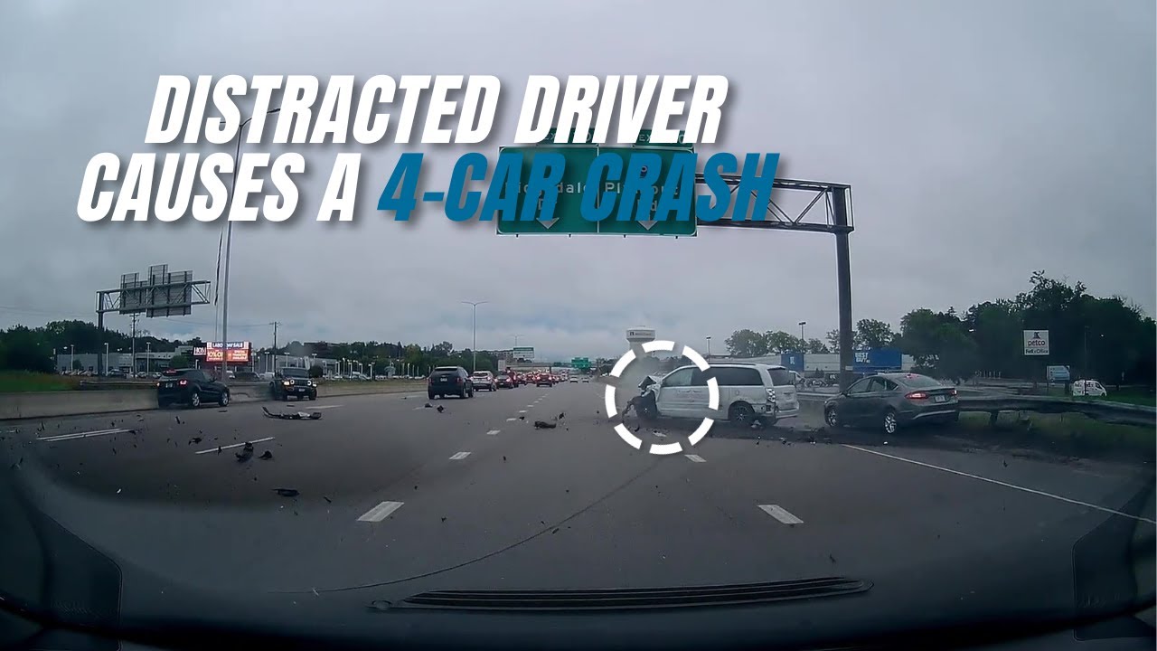 Caught on Dashcam: Distracted Driver Causes 4-Car Crash | Crashes, Bad ...