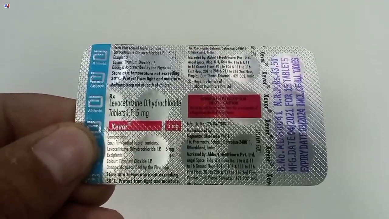 Xevor 5mg Tablets | Levocetirizine Dihydrochloride 5mg Tablets | Xevor ...
