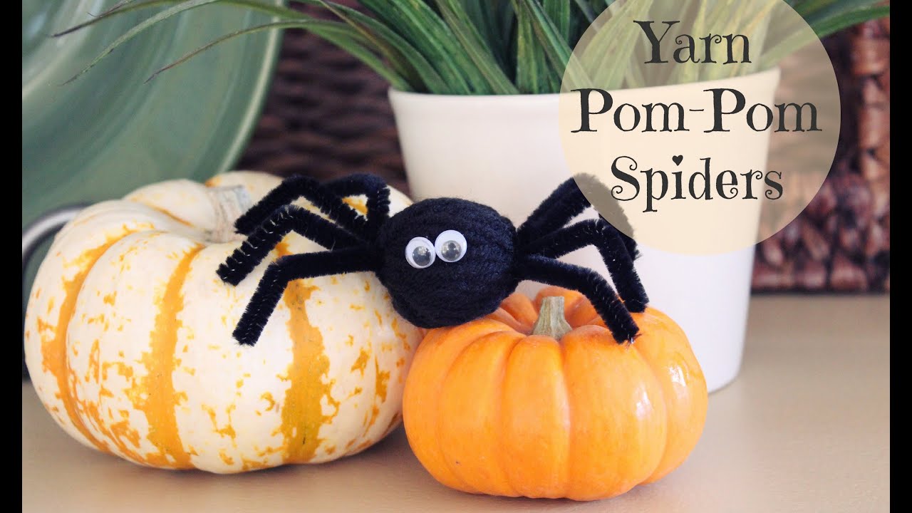 Make Yarn Pom Pom Spiders for Halloween - YouTube