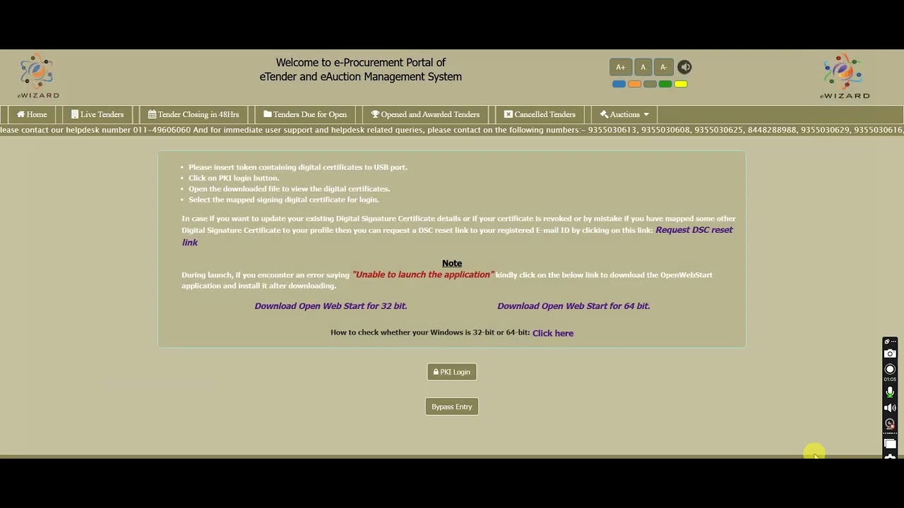 Steps to install the "Open Web Start Application" on the e-Wizard ...