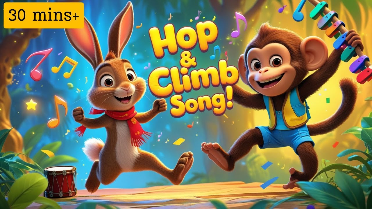 Hop & Climb Song | Fun Exercise Song for Kids | Harvey the Hare & Miko ...