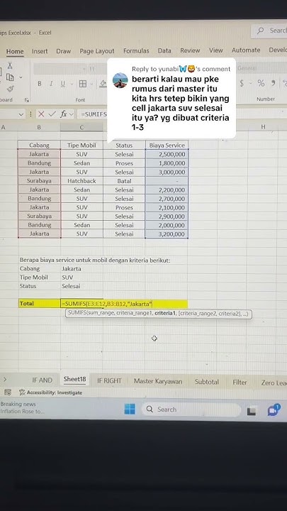 #excel #belajarexcel #exceltips #excelpemula #spreadsheets #workhacks #tutorexcel #exceltricks ...