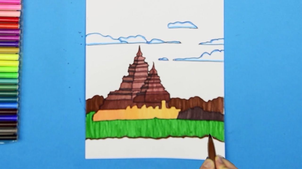 How to draw Mahabalipuram Shore Temple, Tamil Nadu - YouTube
